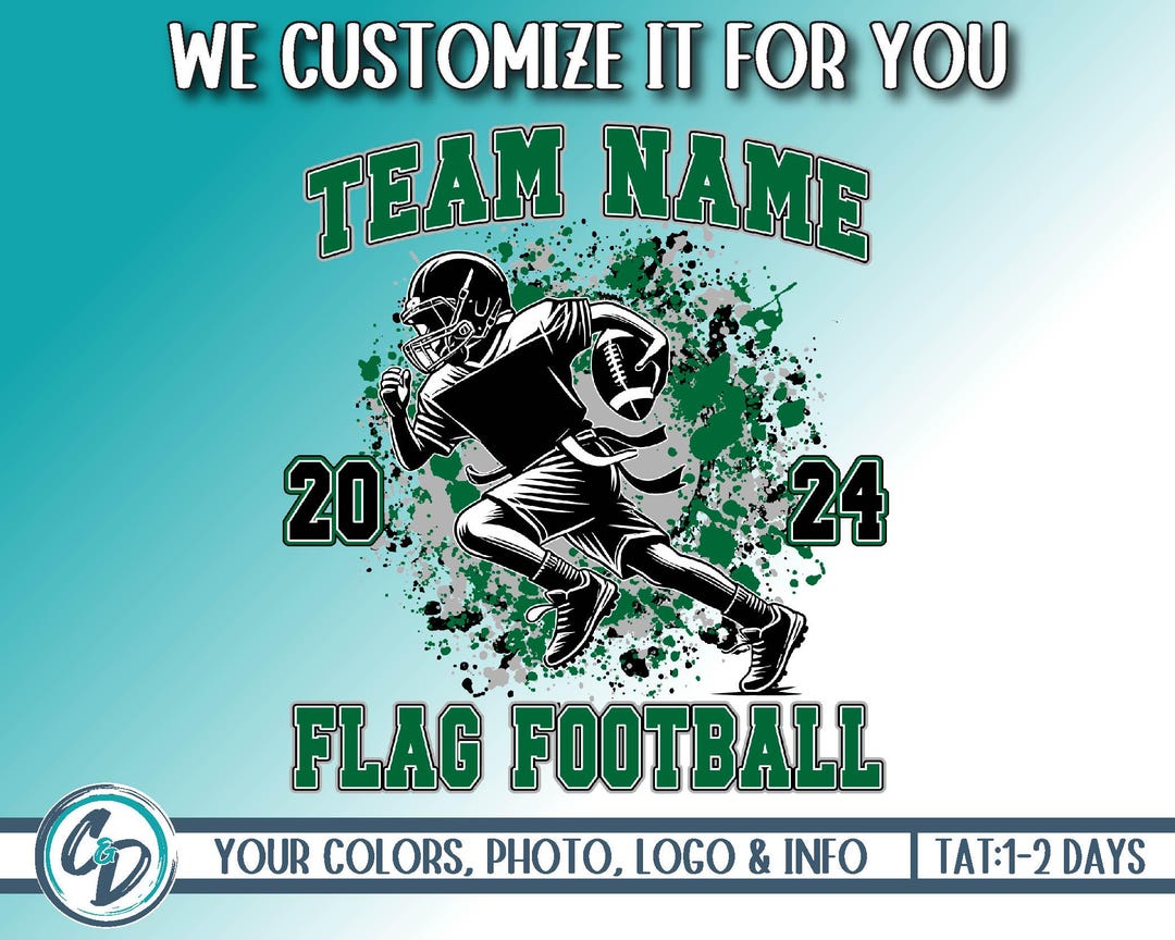 Custom Flag Football Player Design, Personalized Flag Football Mascot ...