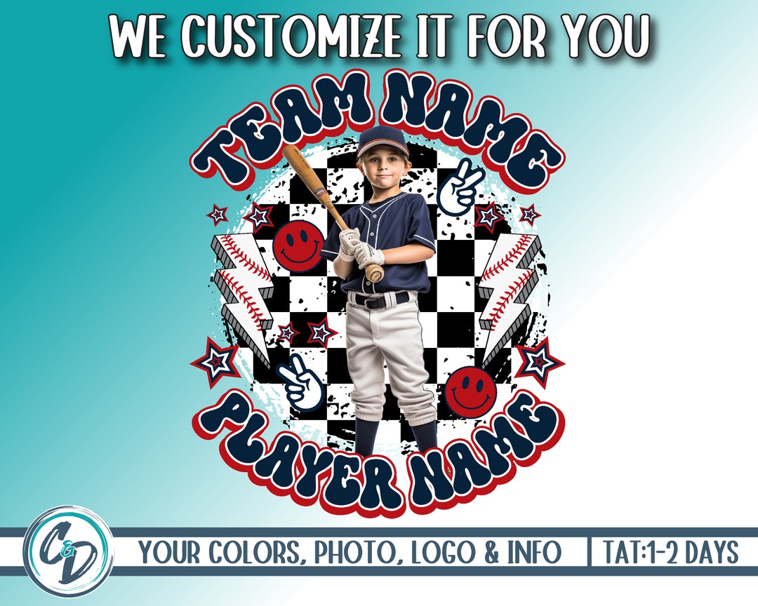 Retro Custom Baseball Design, Baseball Custom PNG, Shirt Design, Smile ...