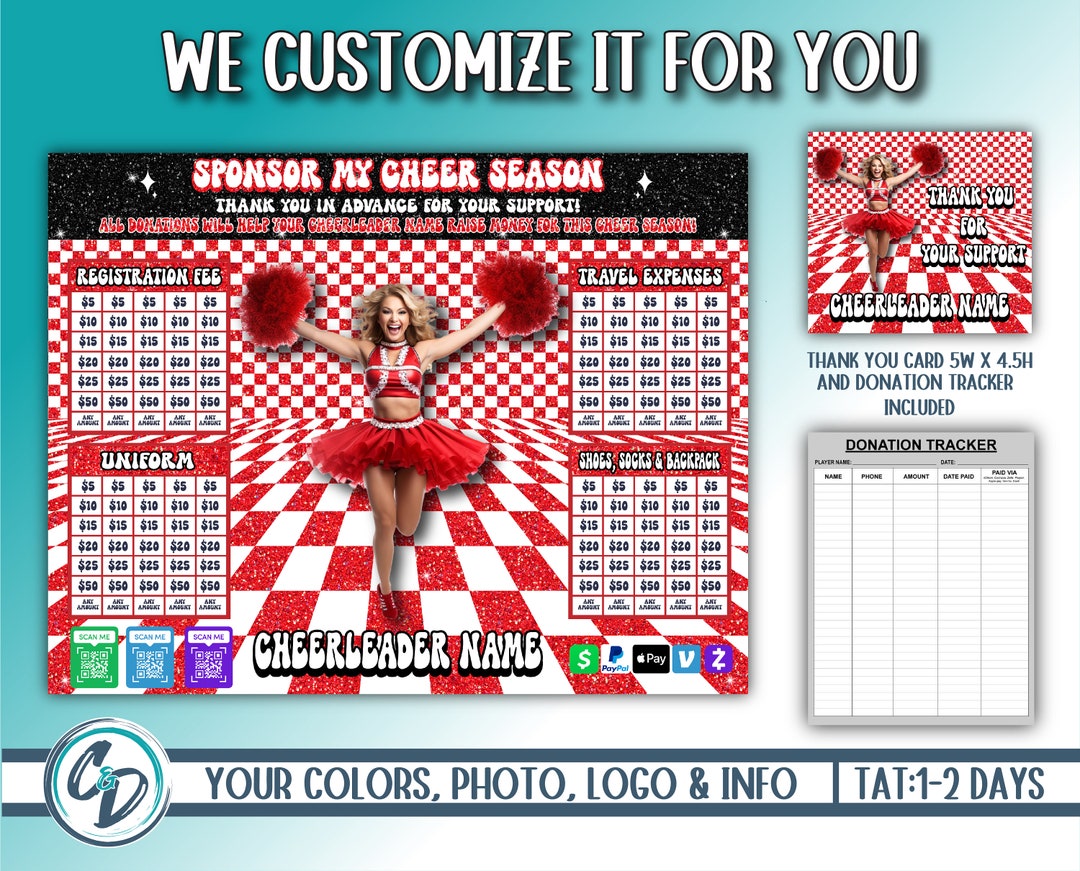 Custom Cheerleading Retro Fundraiser, Pick A Number, Personalized Cheer ...