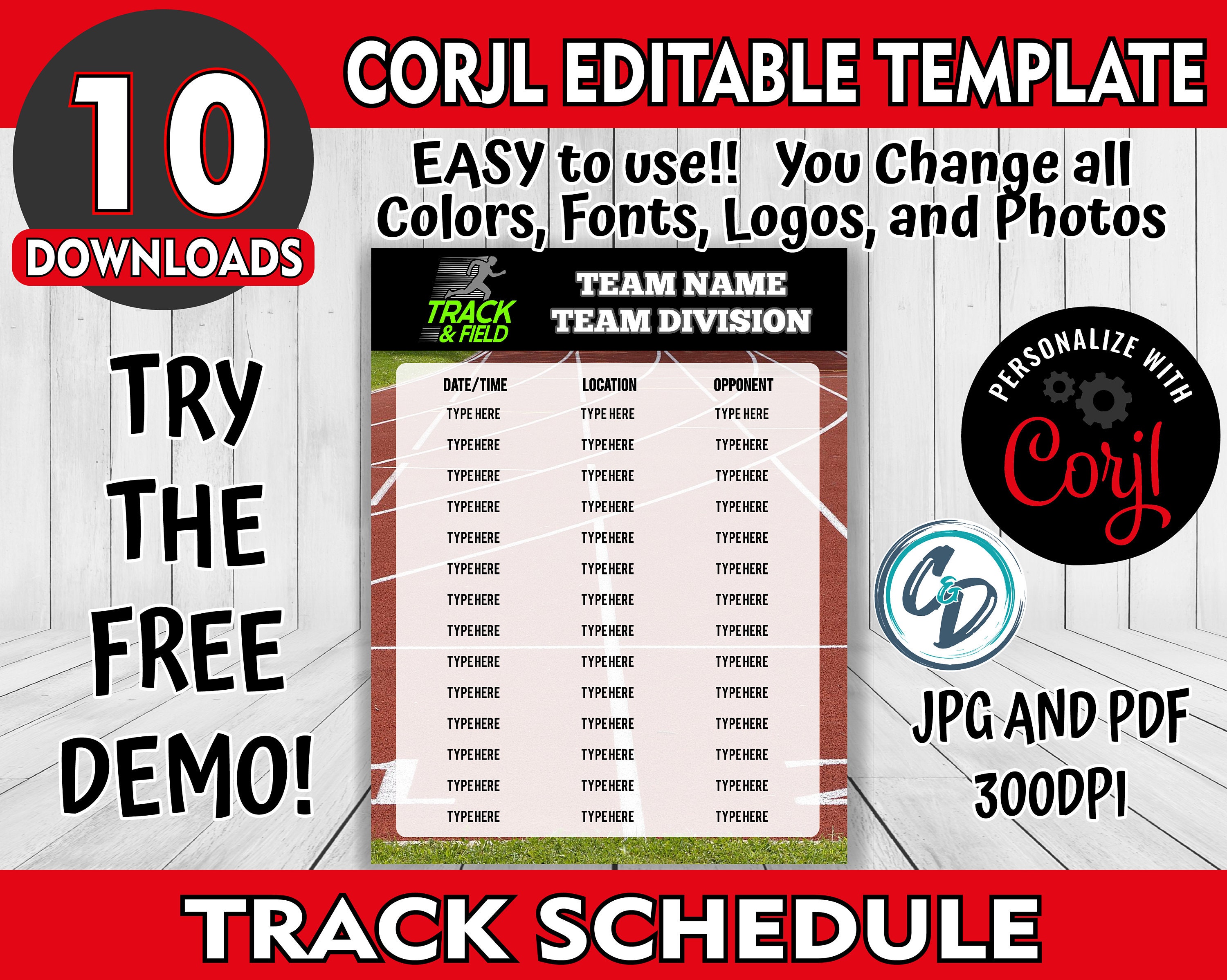Customizable Track and Field Schedule Template, Editable Sports ...