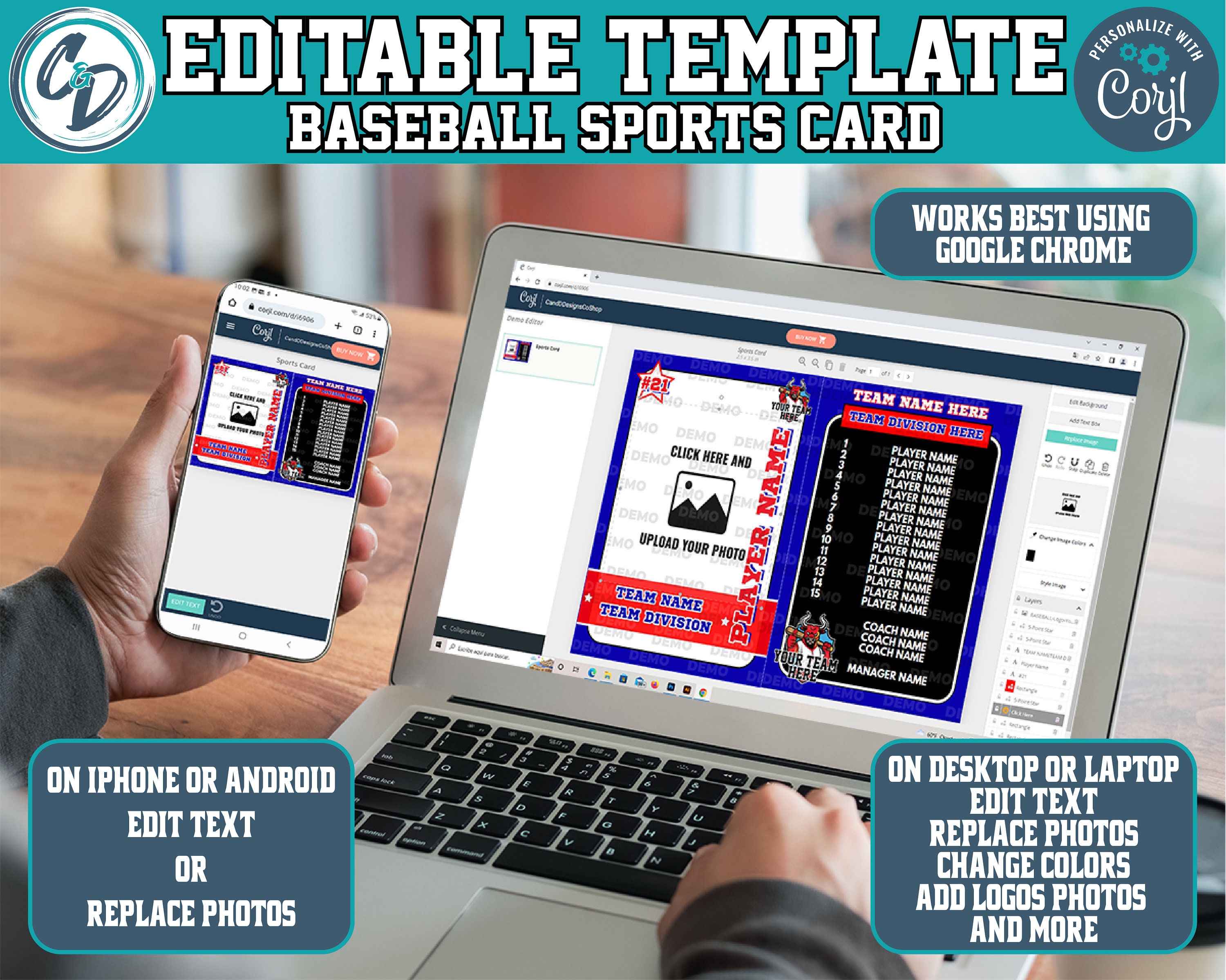 Customizable Baseball Card Template - Editable Sports Card Design ...