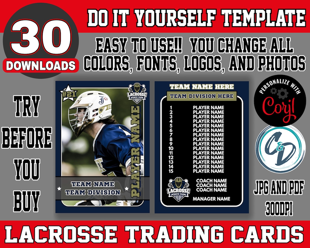Customizable Lacrosse Card Template - Editable Sports Card Design ...