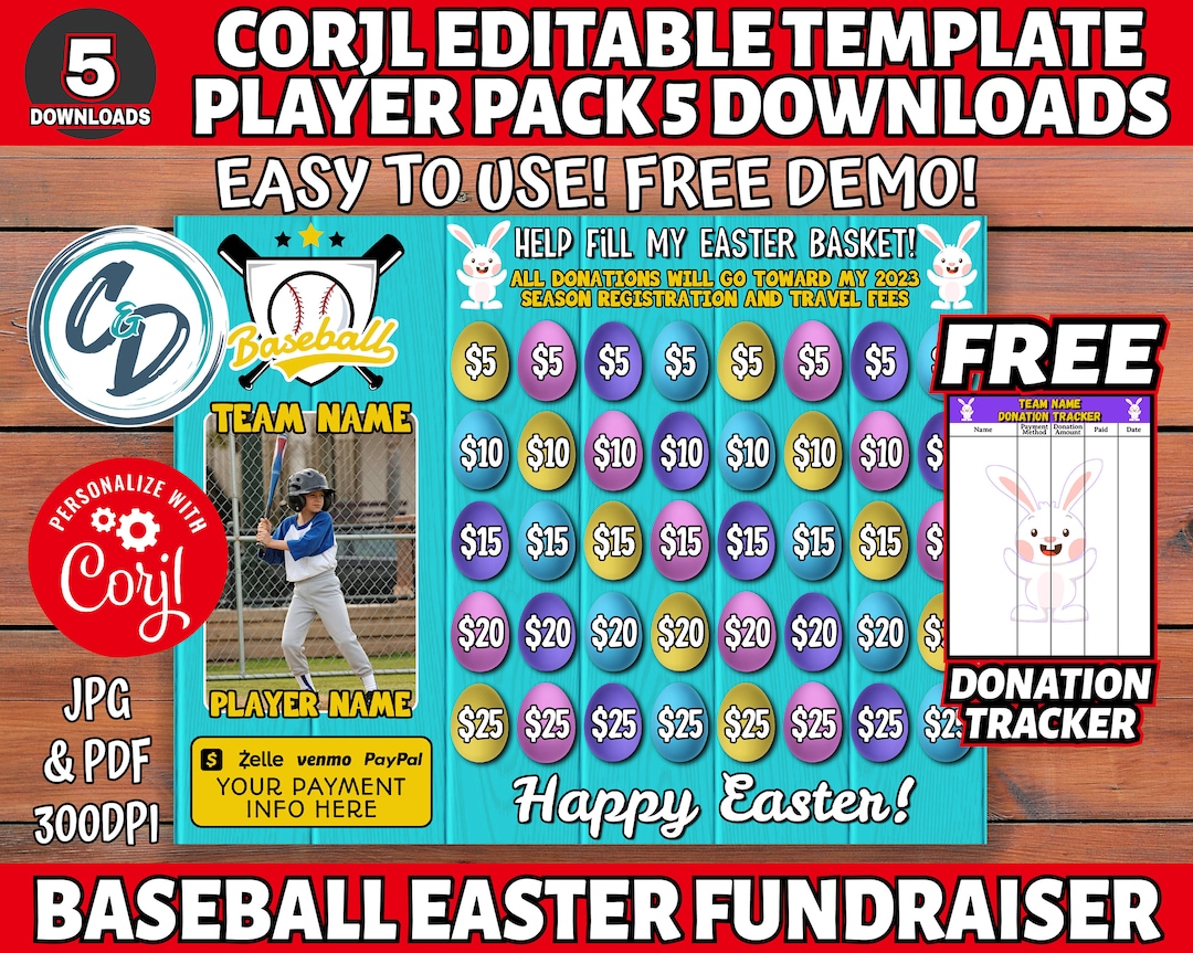 Corjl Editable Baseball Easter Fundraiser, Baseball Easter Egg Hunt ...