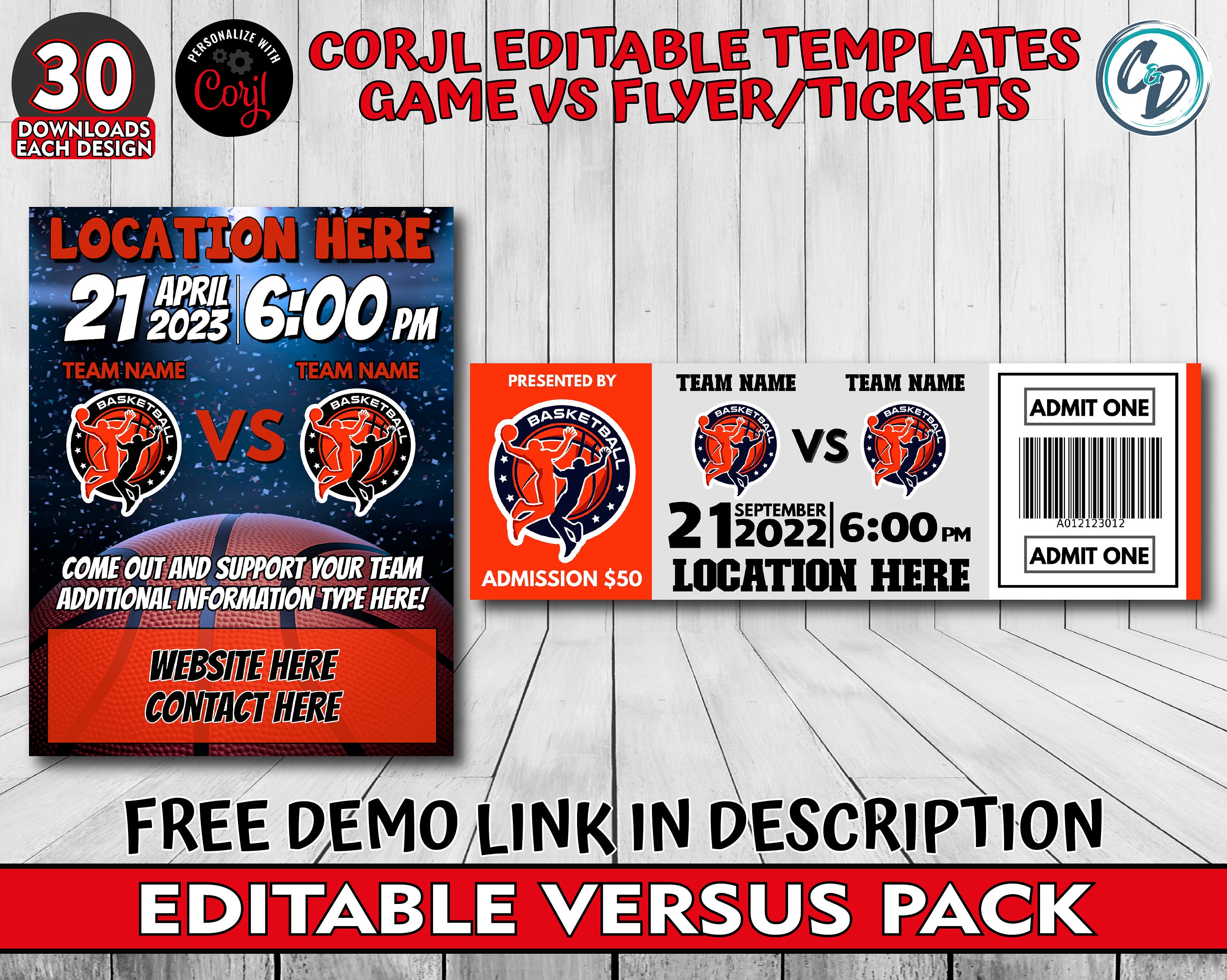 Customizable Basketball Versus Pack, Editable Sports Versus Flyer and ...