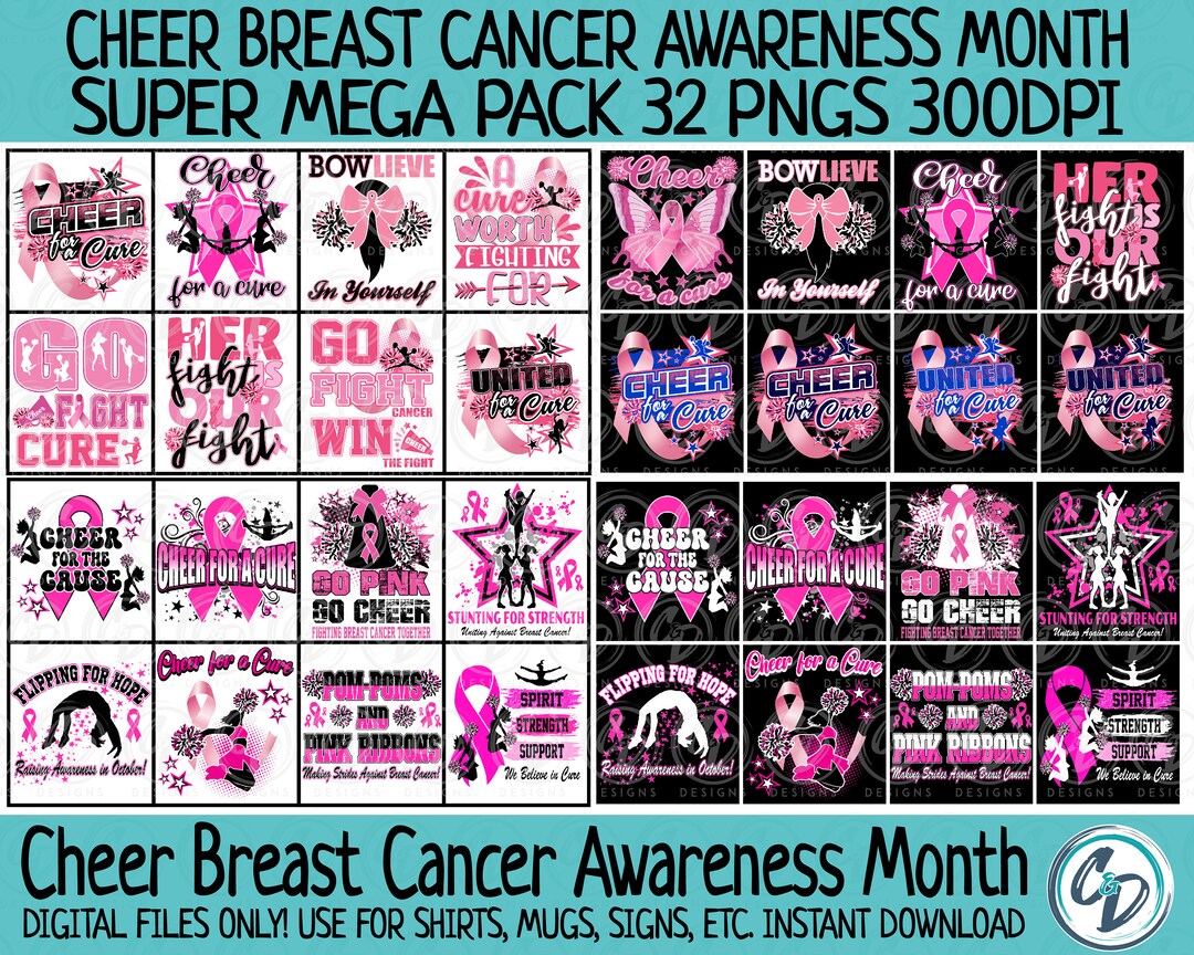 Pink Month & Cheer for a Cure Design Super Mega Pack - Pom Poms ...