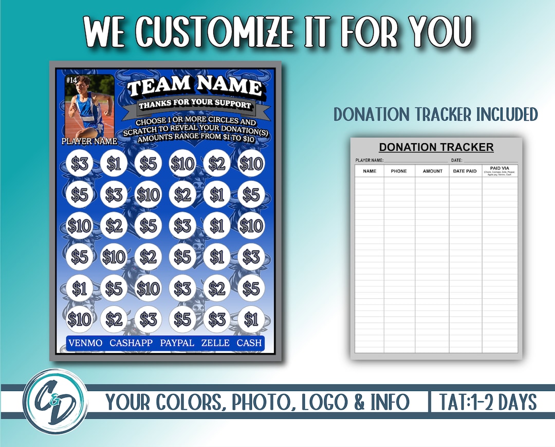 Custom Track and Field Scratch off Fundraiser, Personalized Track ...