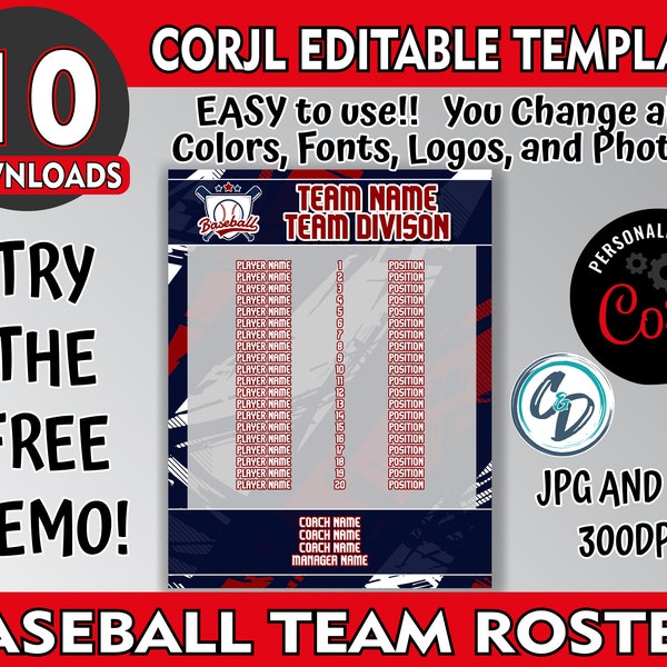 Baseball Lineup Template - Etsy