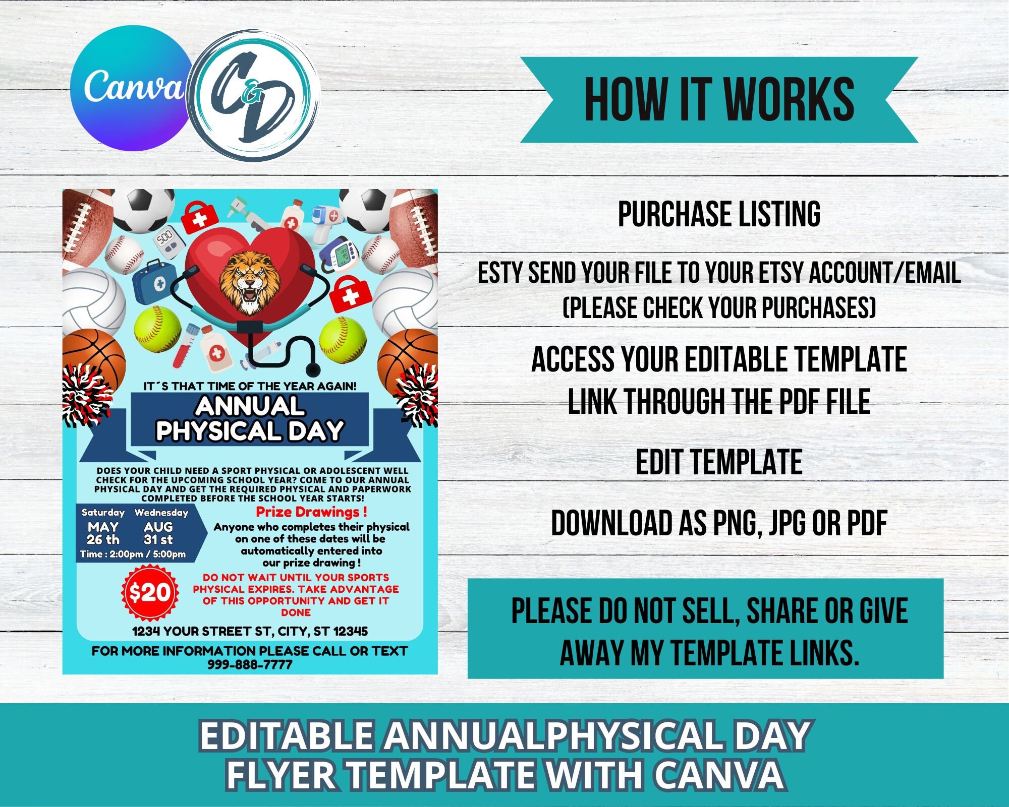 All Sports Annual Physical Exam Flyer, Editable Annual Physical Day ...