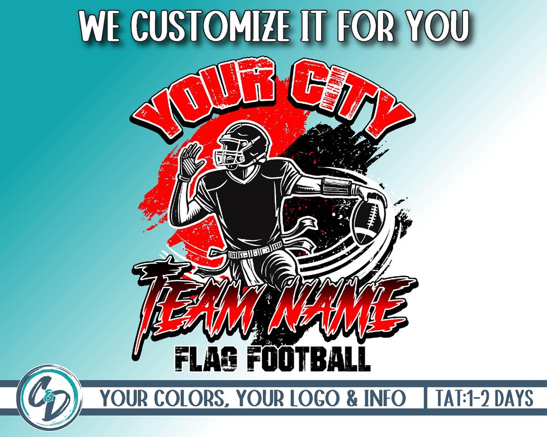 Personalized Flag Football Player Design, Flag Football Custom Mascot ...