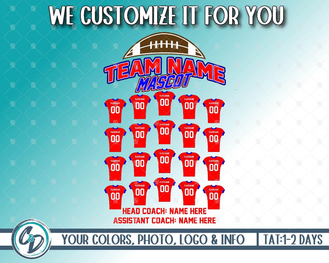 Football Roster Back Custom PNG, Custom Football Roster Design, Shirt ...