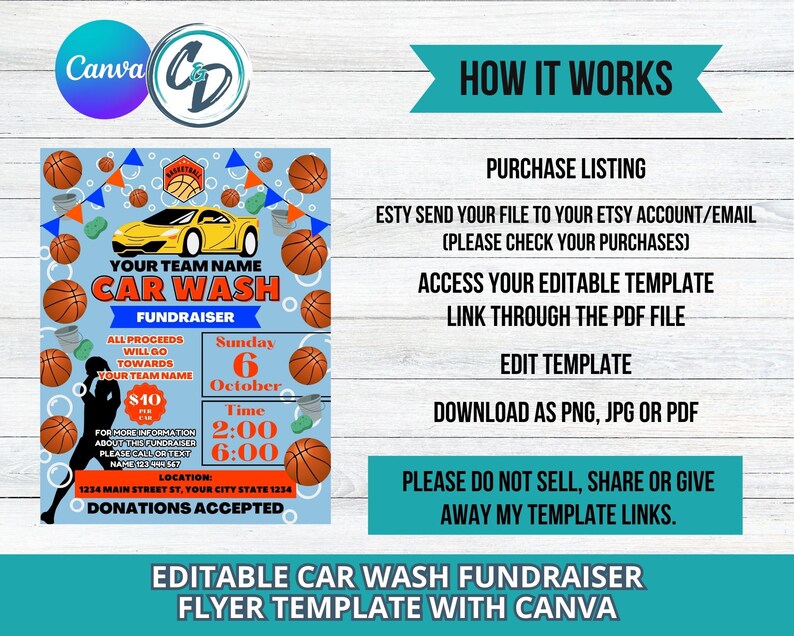 Basketball Car Wash Fundraiser Flyer, Editable Basketball Car Wash ...