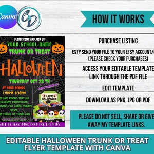 Custom School Halloween Trunk or Treat Flyer Design Editable - Etsy