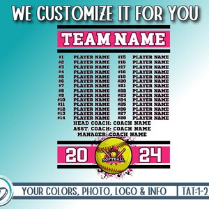 Softball Shirt Back Custom PNG, Custom Softball Roster Design, Shirt ...