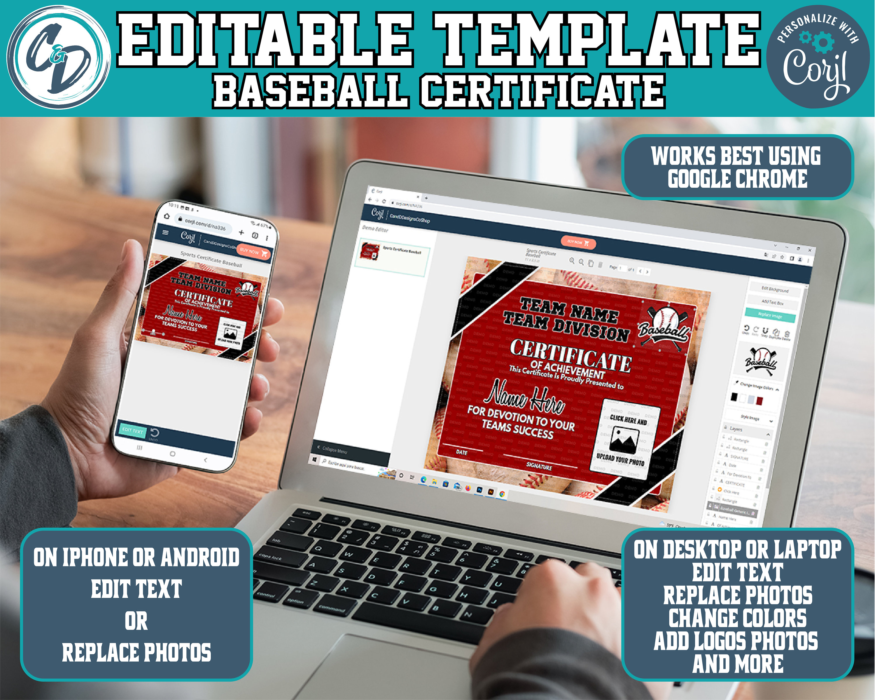 Personalized Baseball Certificate Template | Editable Sports Award ...