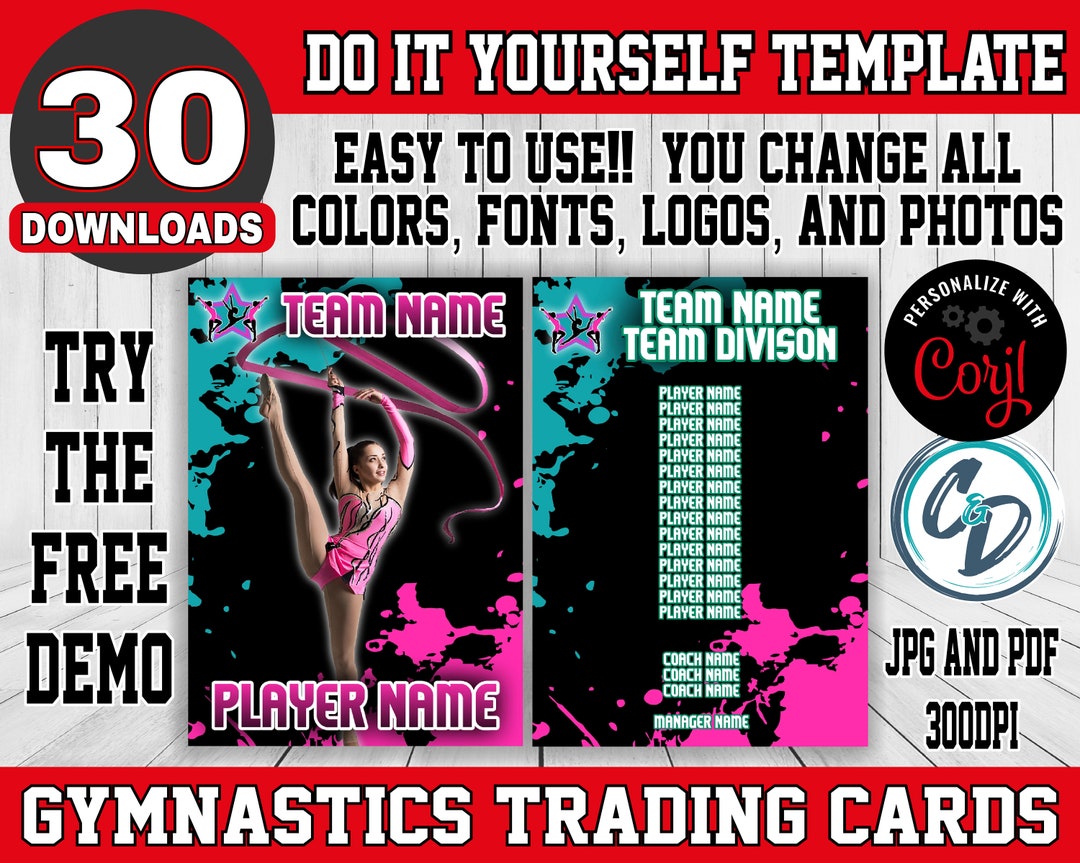 Customizable Gymnastics Card Template - Editable Sports Card Design ...