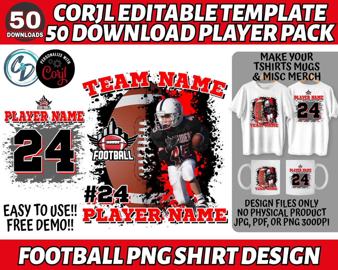 Corjl Editable Football Player Design, Custom Football Player PNG ...