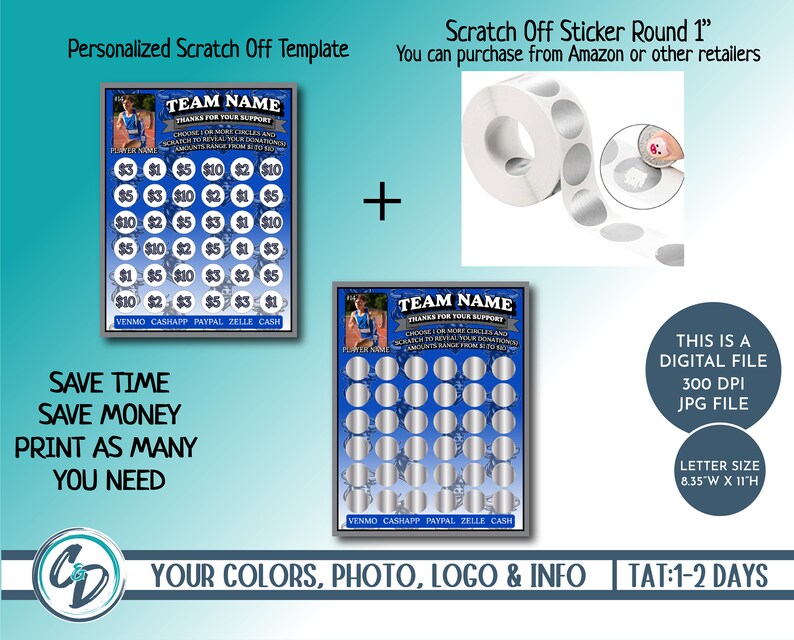 Custom Track and Field Scratch off Fundraiser, Personalized Track ...