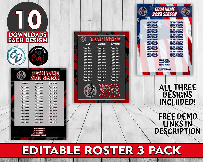 Customizable Bmx Roster Template Pack , 3 Designs Included, Corjl ...