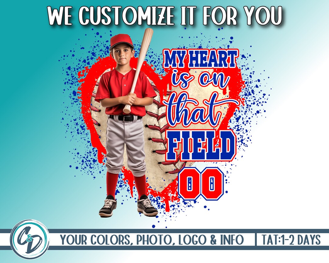 Custom Baseball Design, Baseball Custom PNG, Shirt Design, Heart is on ...
