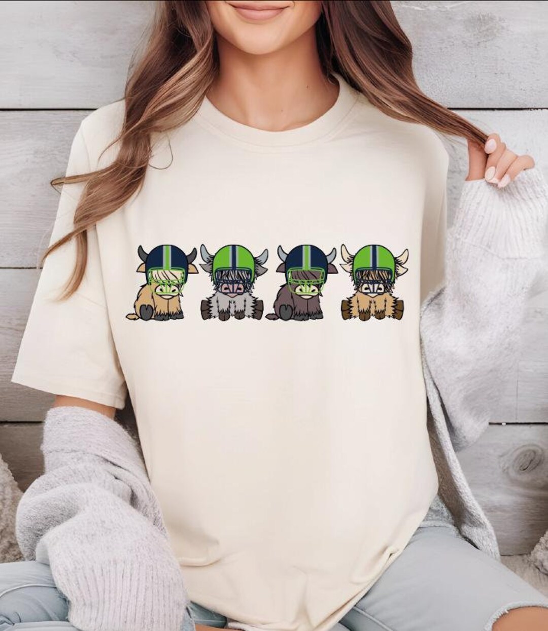 Seattle Highland Cow Football Shirt, Comfort Colors Seattle Football ...