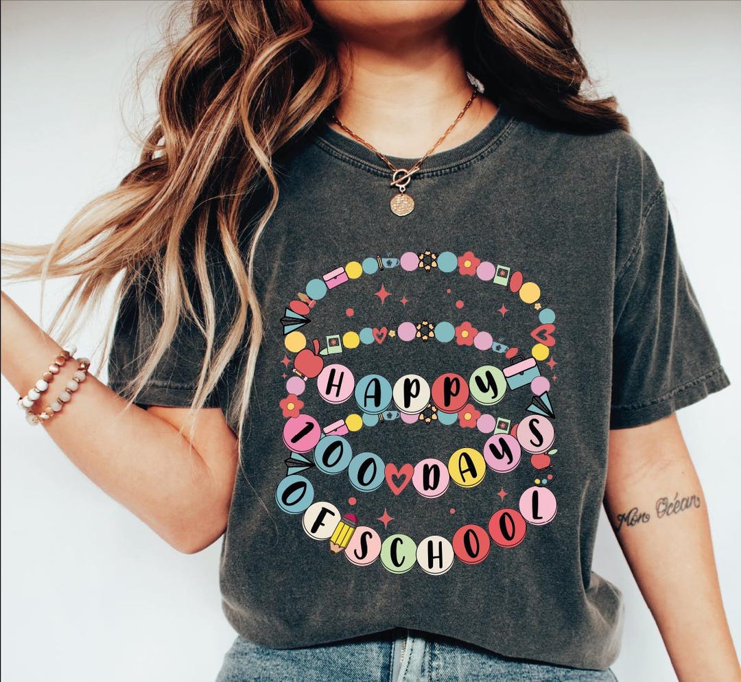 100 Days of School Bracelet Kids Shirt, 100 Days of School Shirt ...