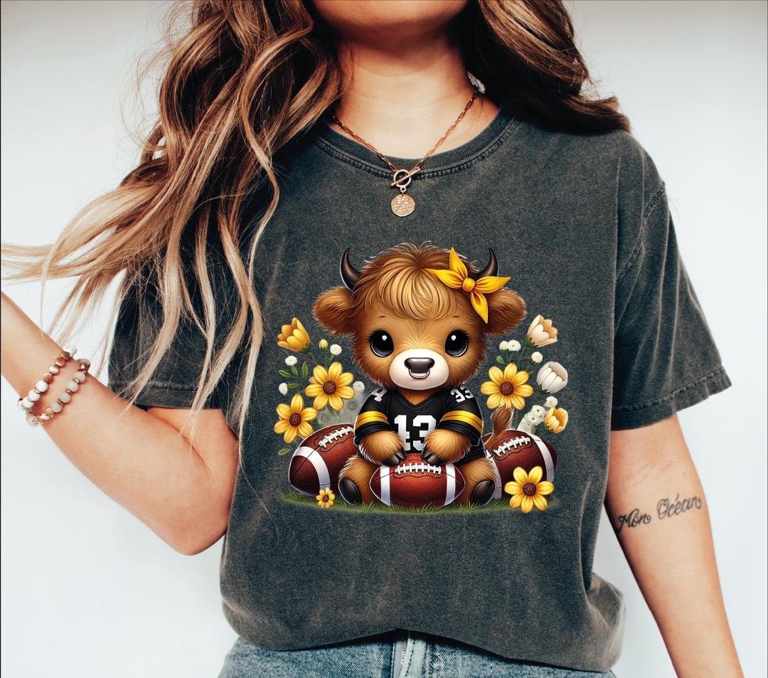 Personalized Fall Highland Cow Football Shirt, Football Highland Cow ...