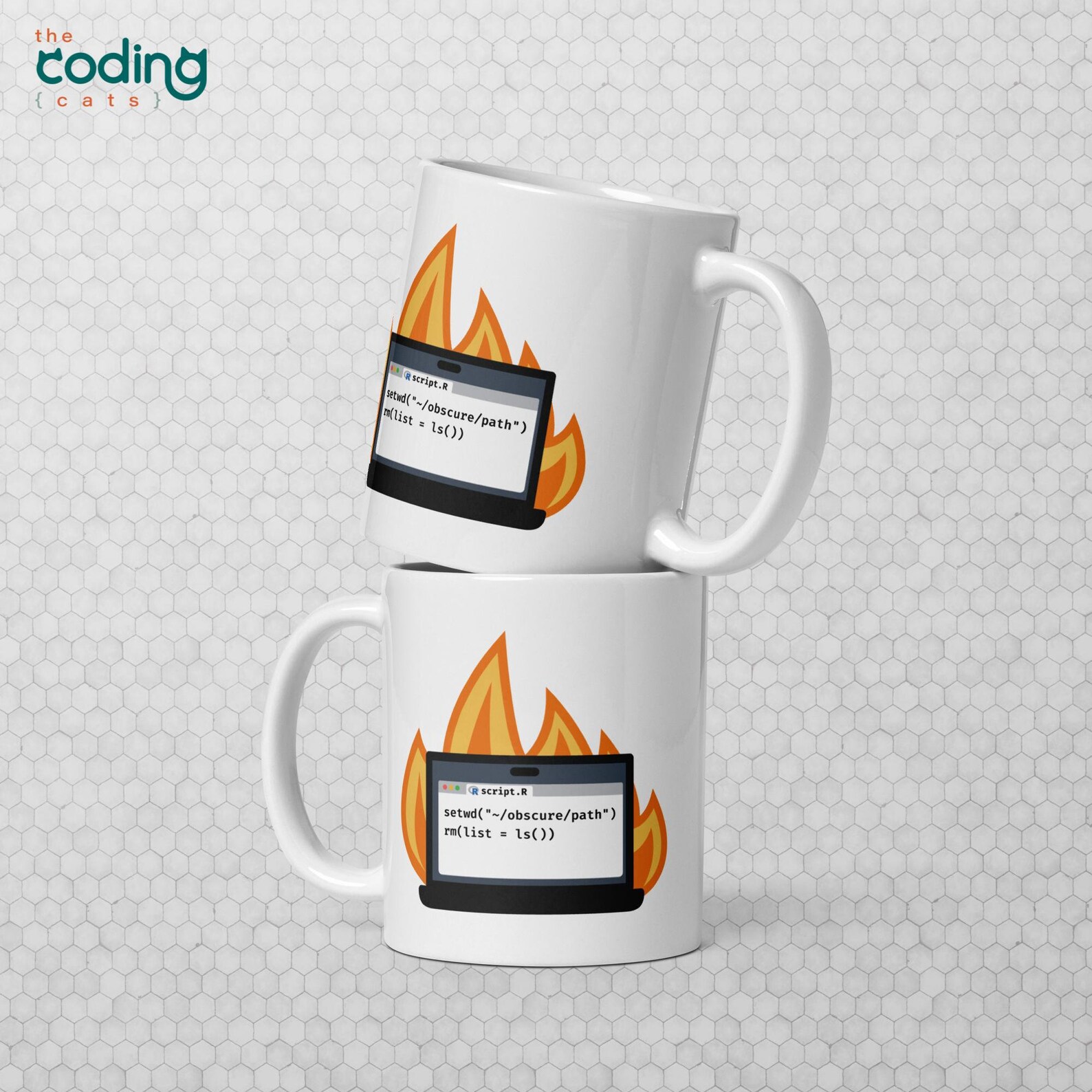 Laptop on Fire R Code Mug for Data Scientists, Data Analysts ...