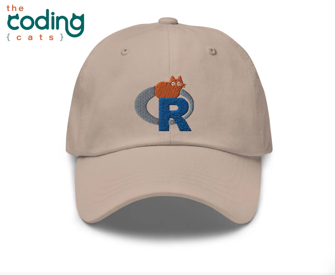 Cute Cat on R Stats Logo Adjustable Dad Hat Baseball Cap for Data ...