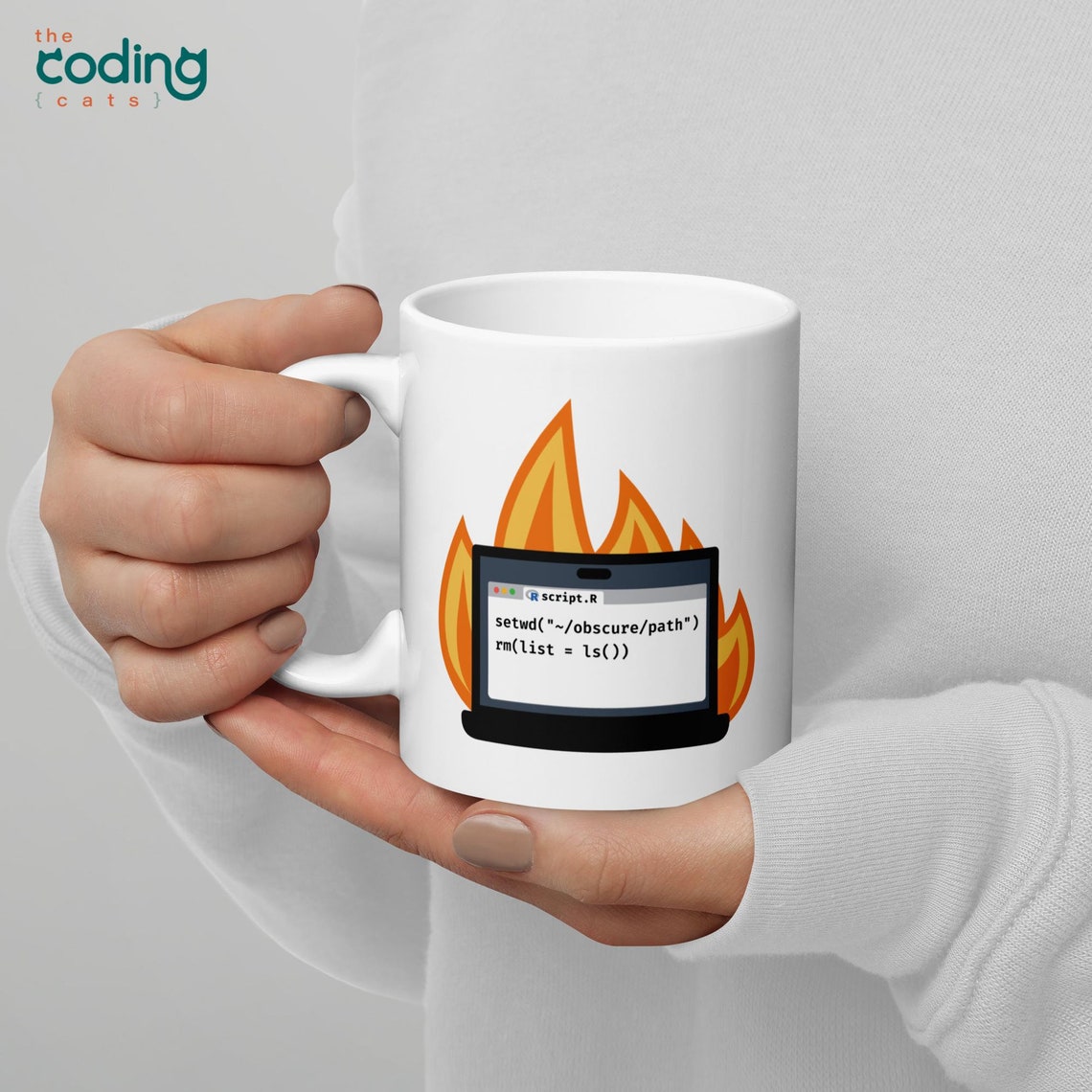 Laptop on Fire R Code Mug for Data Scientists, Data Analysts ...