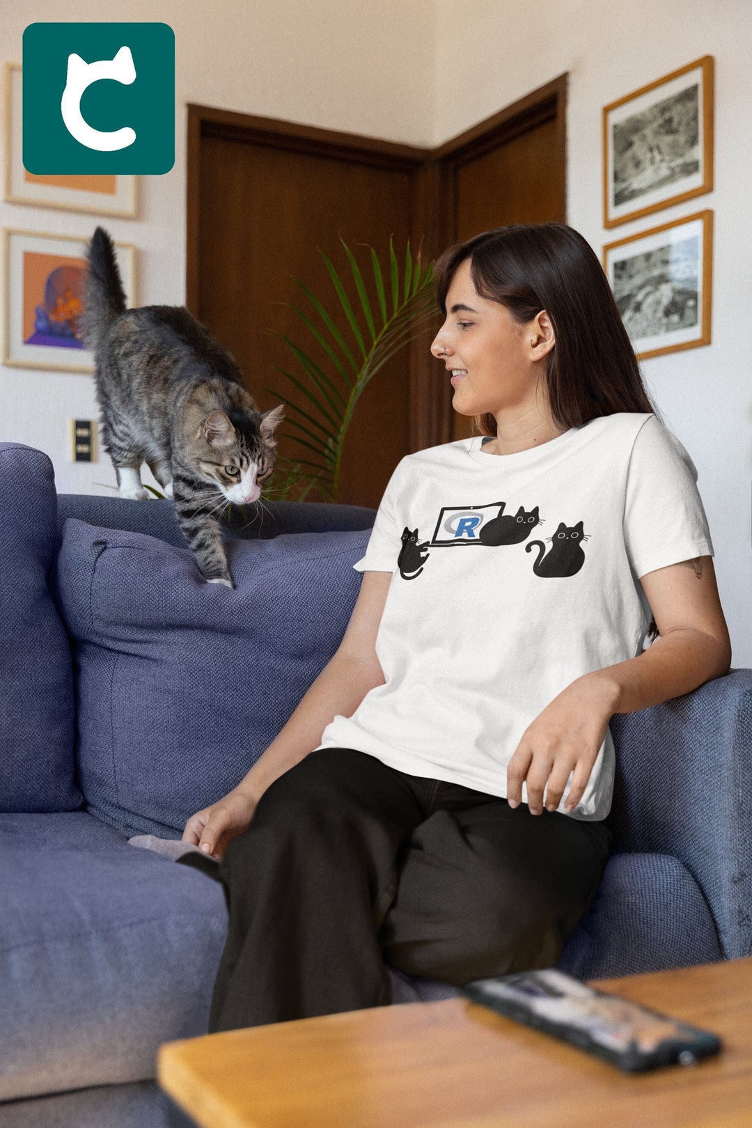 Cute Cats on R Stats Laptop Unisex T-shirt for Data Scientists, Data Analysts, Developers ...