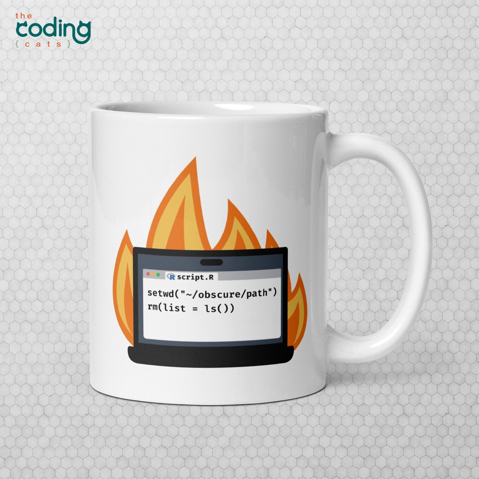 Laptop on Fire R Code Mug for Data Scientists, Data Analysts ...