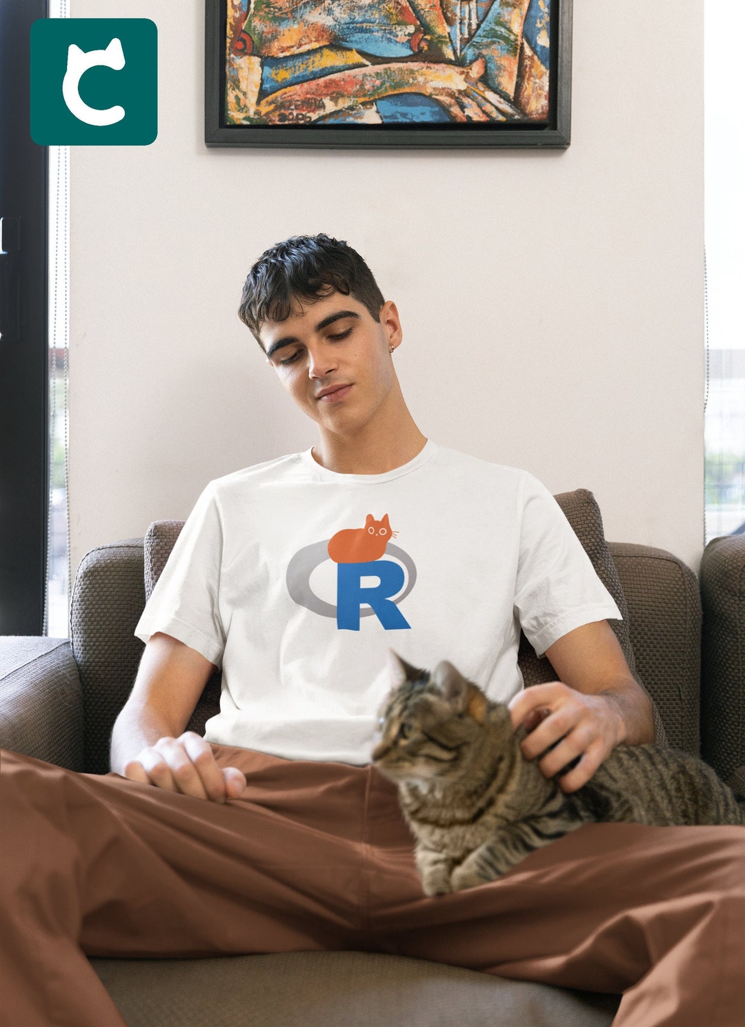 Cute Cat on R Stats Logo Unisex T-shirt for Data Scientists, Data Analysts, Developers ...