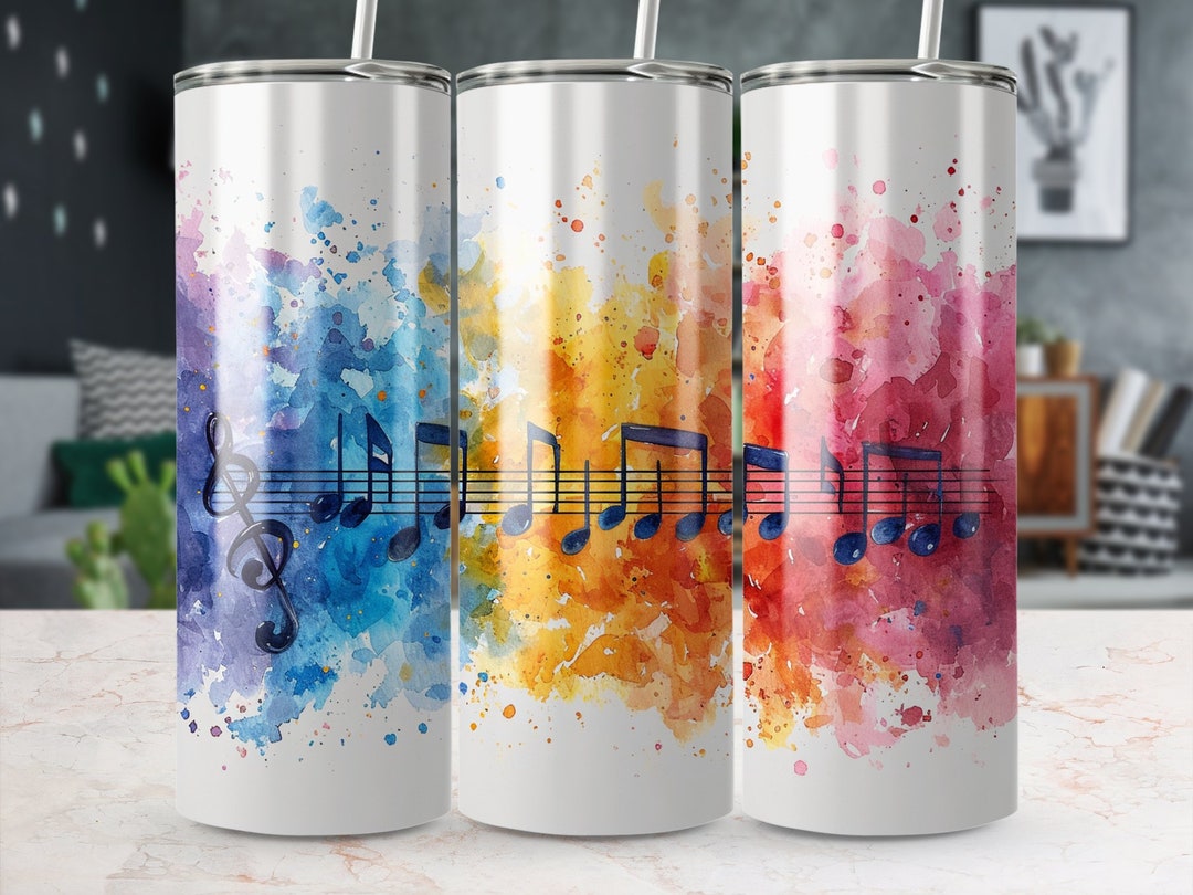 Bright Music Notes on Stave Sublimation Tumbler 20oz Straight/skinny ...