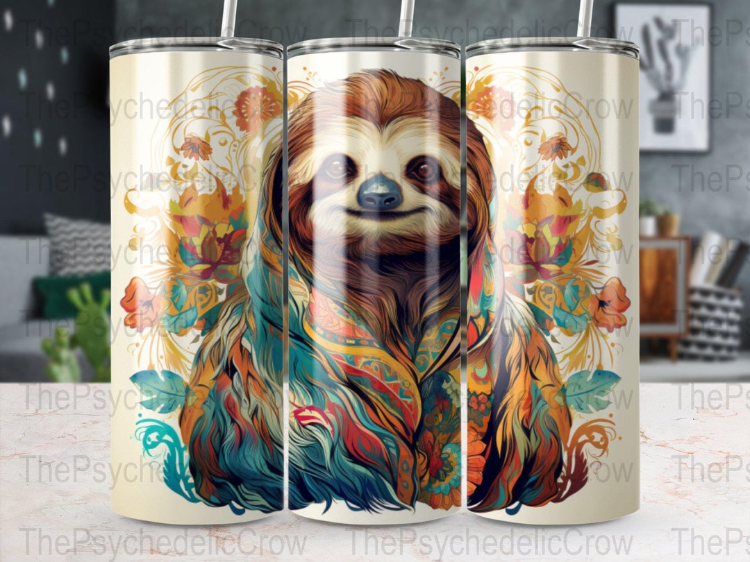 Cute Boho Sloth With Robe Sublimation Tumbler Wrap 20oz Straight/skinny ...