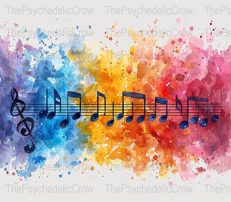 Bright Music Notes on Stave Sublimation Tumbler Wrap 20oz Straight ...