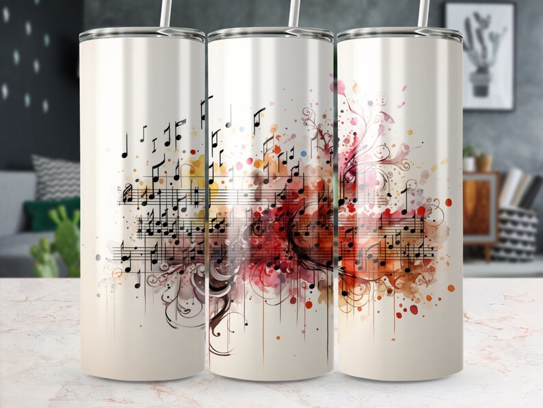 Splash Music Notes Sublimation Tumbler 20oz Straight/skinny Can Be ...