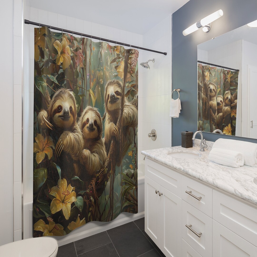 Sloth Family in a Tree Shower Curtain - Etsy