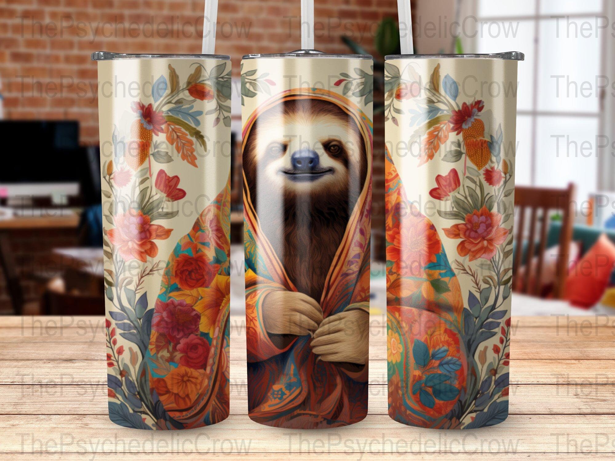 Boho Sloth in a Robe Sublimation Tumbler Wrap 20oz Straight/skinny ...