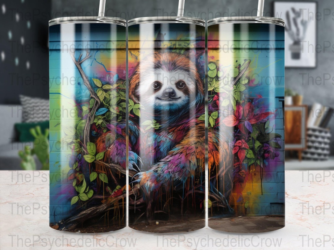 Graffiti Sloth Sublimation Tumbler Wrap 20oz Straight/skinny, Tapered ...