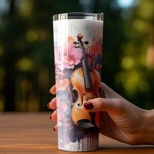 Paint Drip Floral Violin Sublimation Tumbler Wrap 20oz Straight/skinny ...