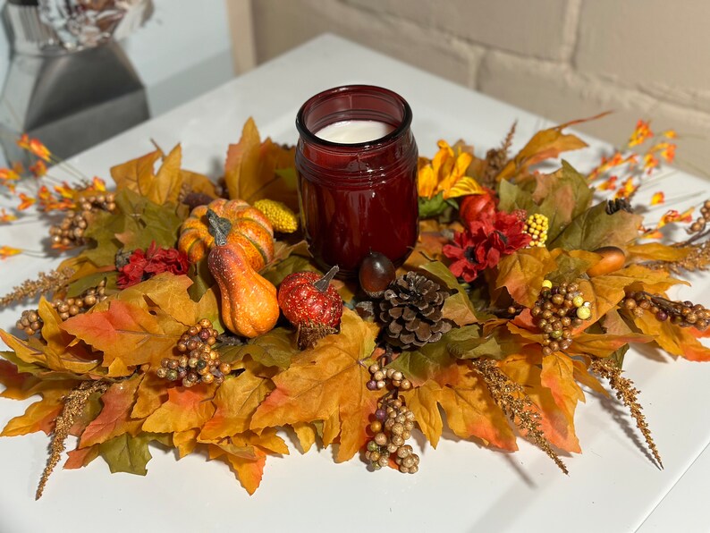 Fall Table Centerpiece With Candle Fall Table Centerpiece With Candle ...