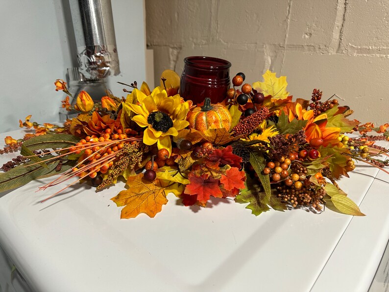 Fall Table Centerpiece With Candle Fall Table Centerpiece With Candle ...