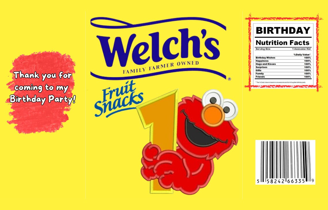 Elmo Welchs Fruit Snack Template - Etsy