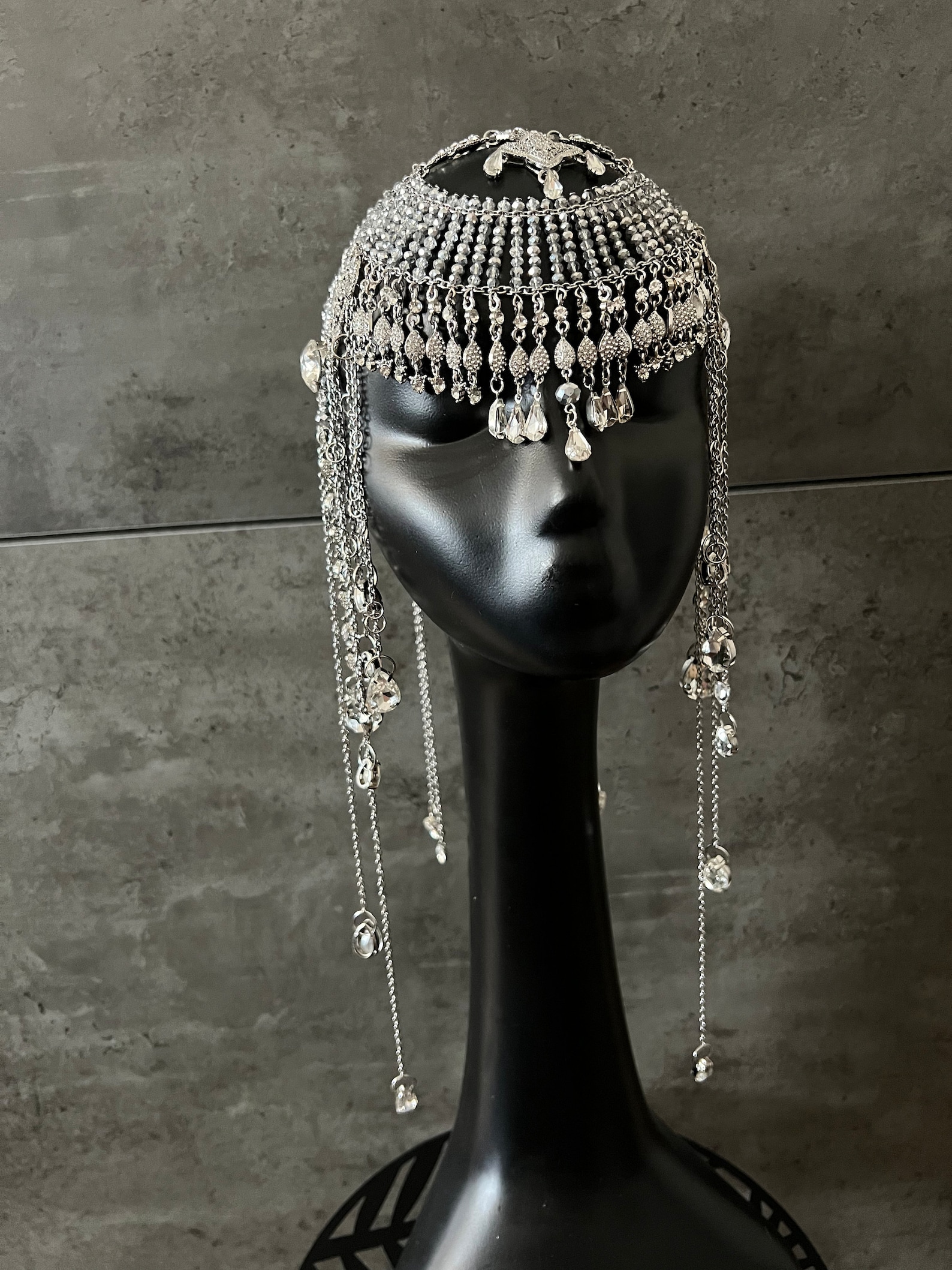 Silver Headpiece _rhinestone Head Chain_ Crystal Hair_ Rhinestone ...