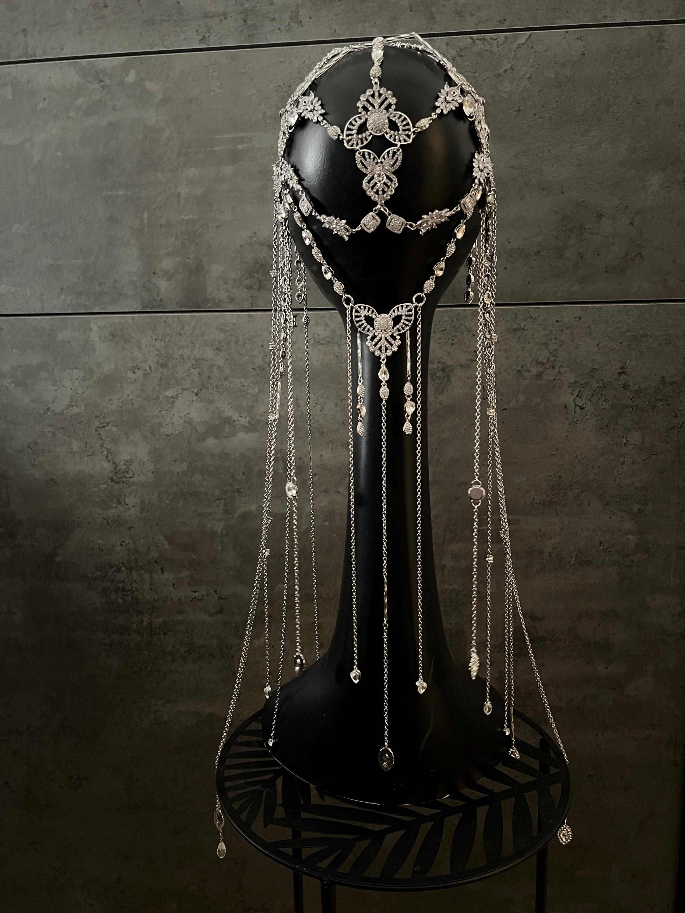 Glamorous Silver Headpiece_silver Wedding Hair Chain_crystal Head Chain ...