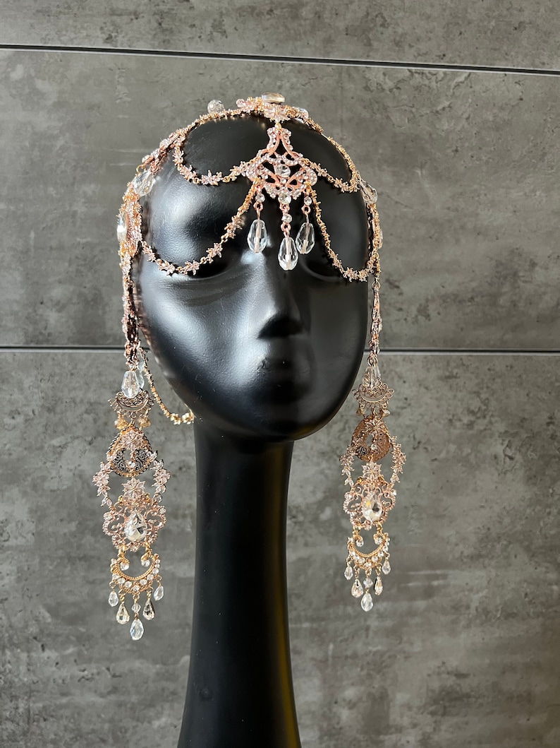 Bohemian Crystal Headpiece _ Gold Head Chain _sophisticated Crystal ...