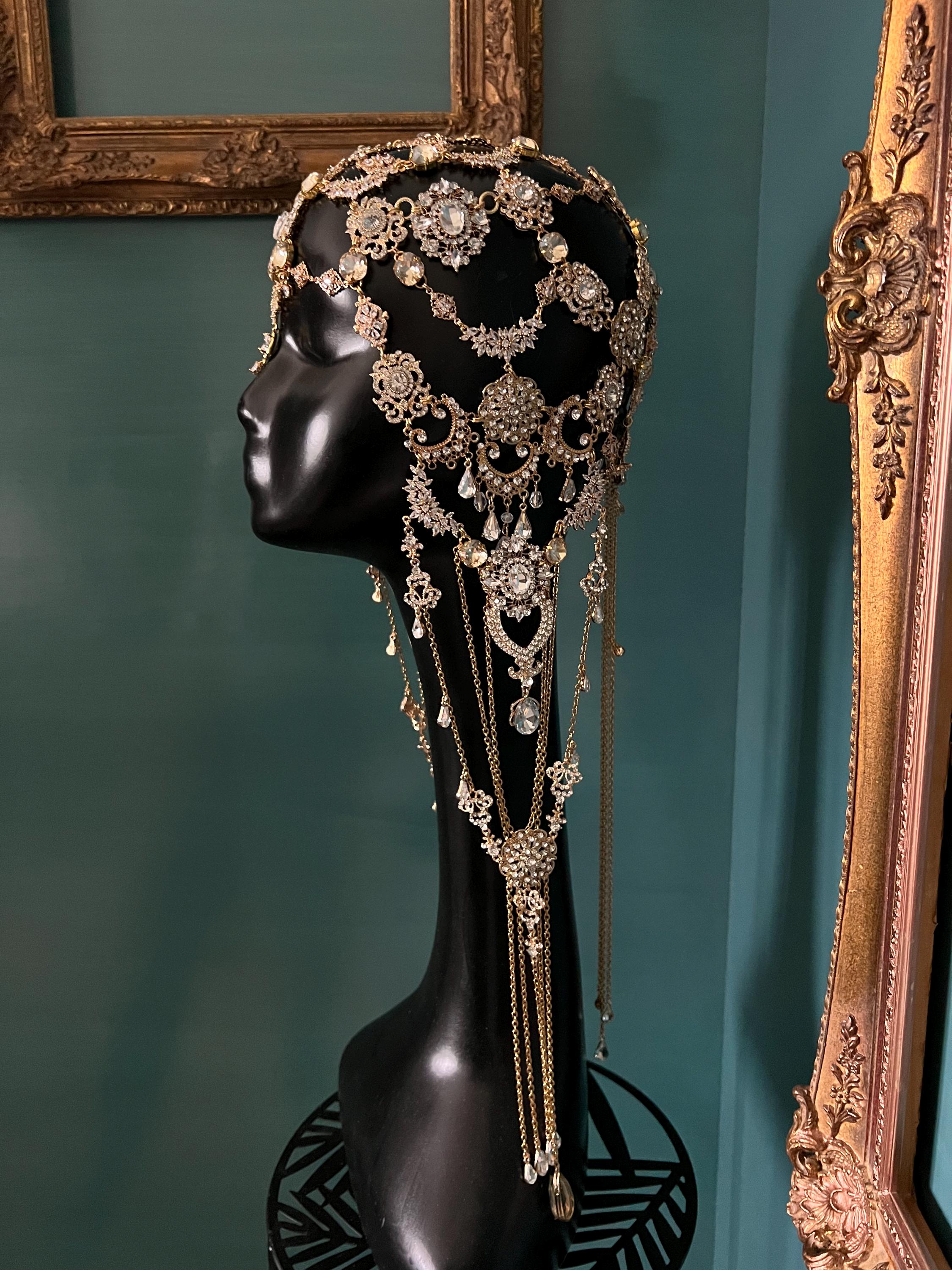 Glamorous Gold Headpiece_gold Wedding Hair Chain_crystal Head Chain ...