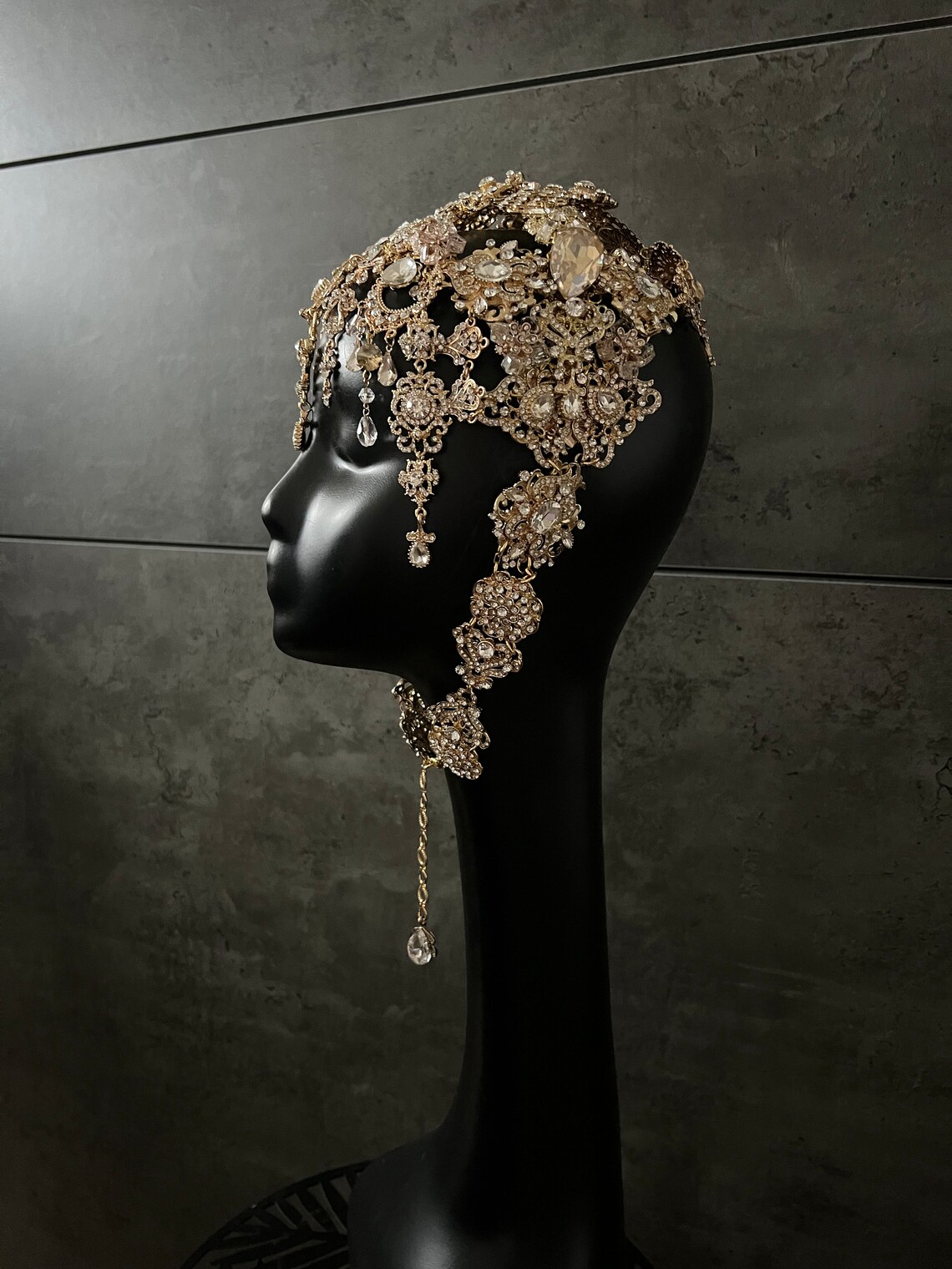 Glamour Headpiece _rhinestone Headpiece_ Gold Bridal Headpiece ...