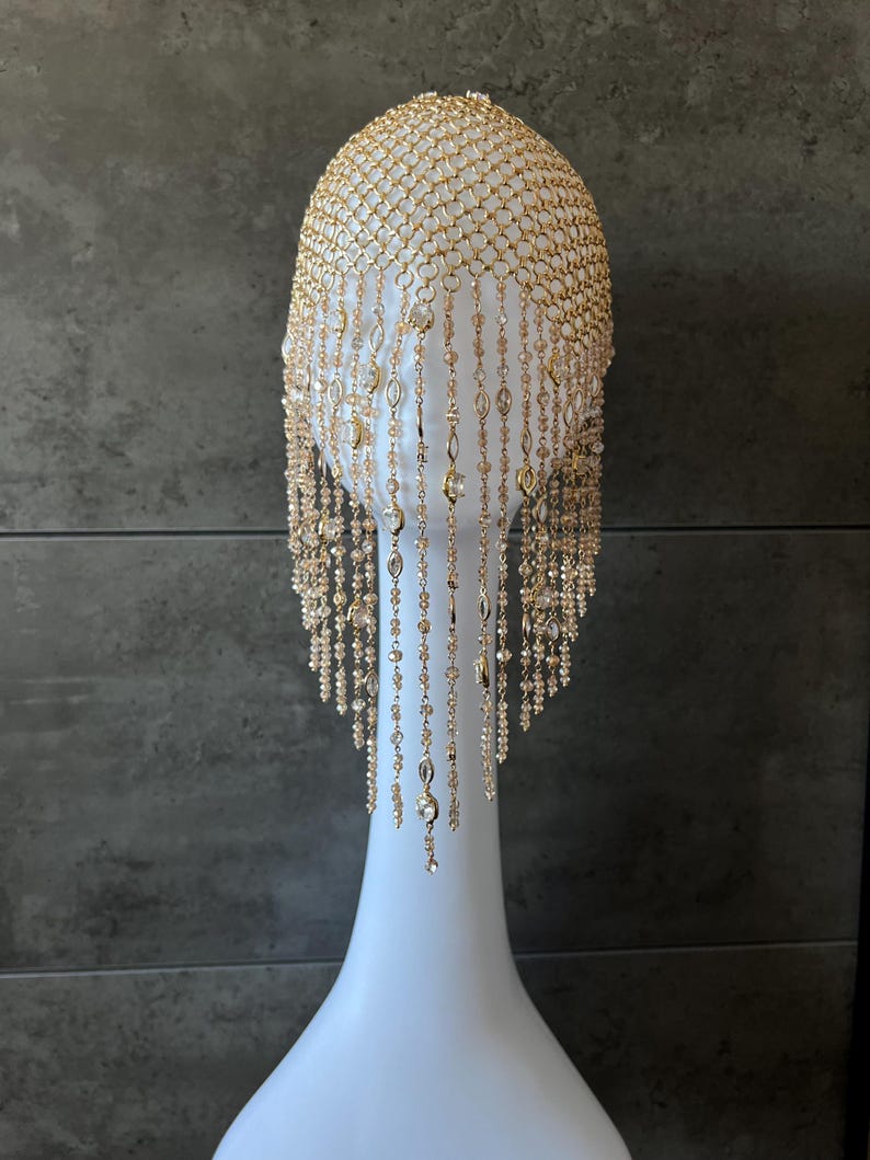 Rhinestone Face Chain _ Gold Mask Bridal _ Veil Headpiece _festival ...