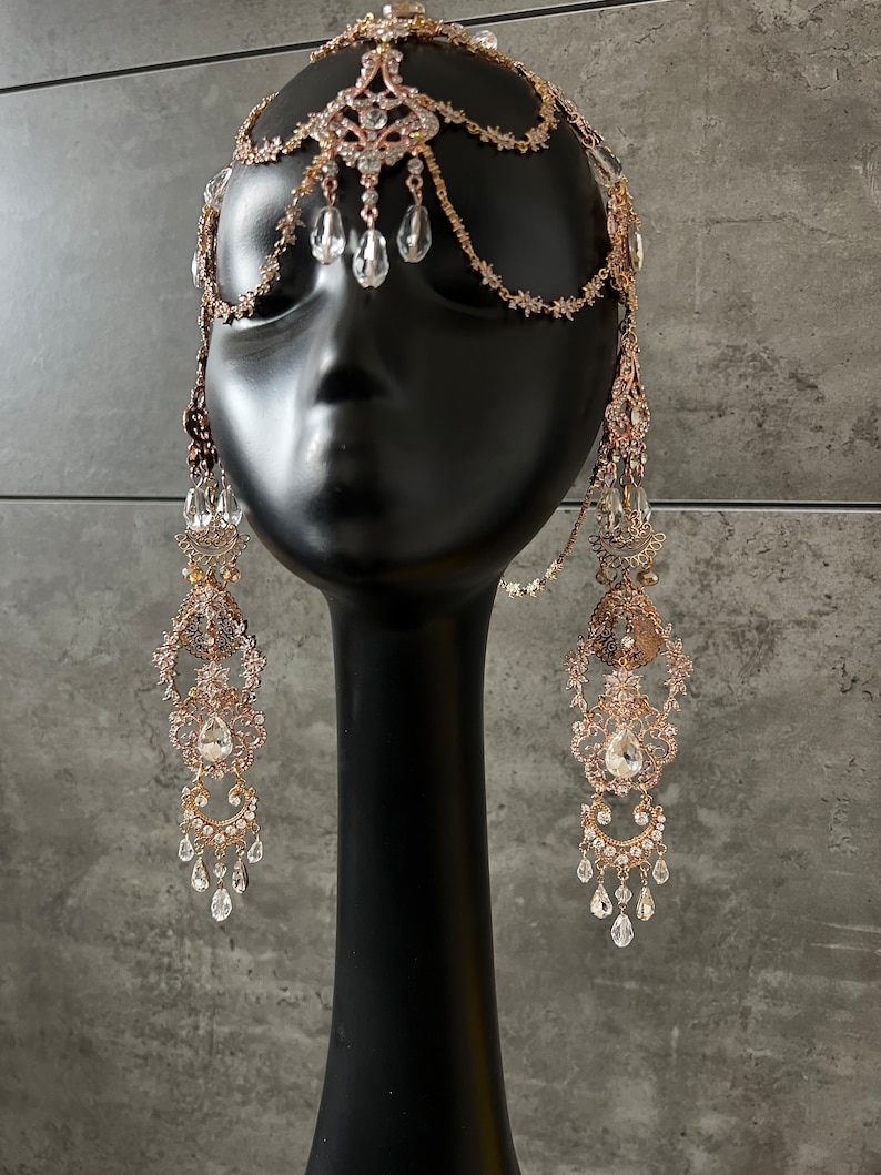 Bohemian Crystal Headpiece _ Gold Head Chain _sophisticated Crystal ...